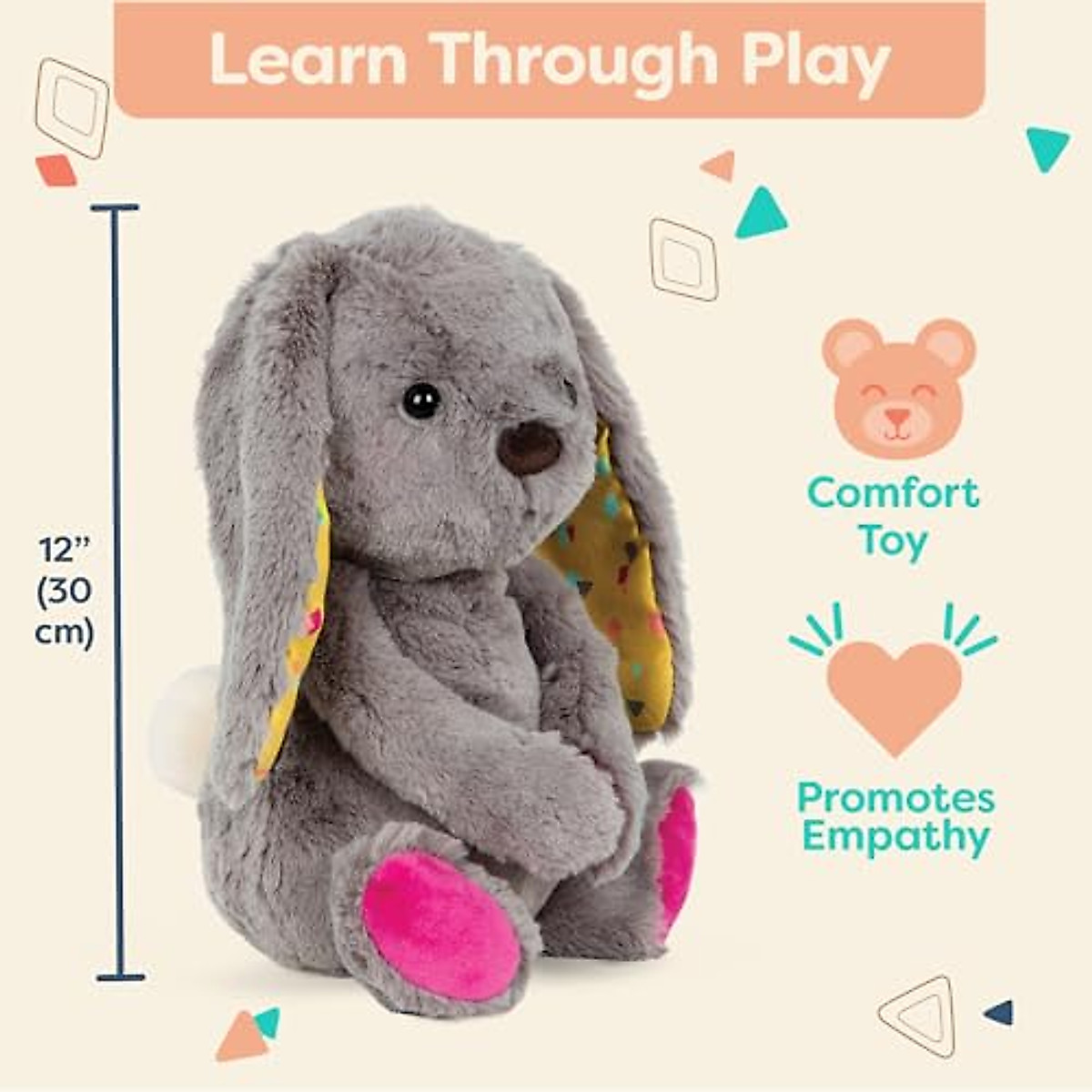 B. toys- B. softies- 12" Plush Bunny- Huggable Stuffed Animal Rabbit Toy- Soft & Cuddly Plush Bunny – Washable – Newborns, Toddlers, Kids- Happy Hues- Sprinkle Bunny - 0 Months +