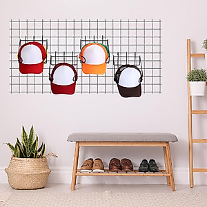 Yaocom 4 Pcs Gridwall Hat Display Rack, Metal Wire Retail Display Shelves Gridwall Organizer Accessories for Grid Panel Displaying Baseball Hats for Home Commercial, Black