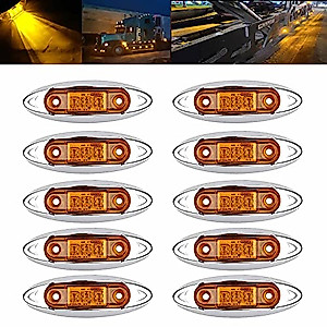 NBWDY 10Pcs Amber Universal Waterproof LED Side Marker Light led trailer light Truck light 3 LEDs Amber Lens w/Chrome Housing for Truck Trailer RV Camper Boat ATV