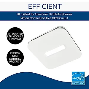 Broan-NuTone AE80LK Ventilation with LED CleanCover and Roomside Installation, ENERGY STAR Certified, 80 CFM, 0.7 Sones, White