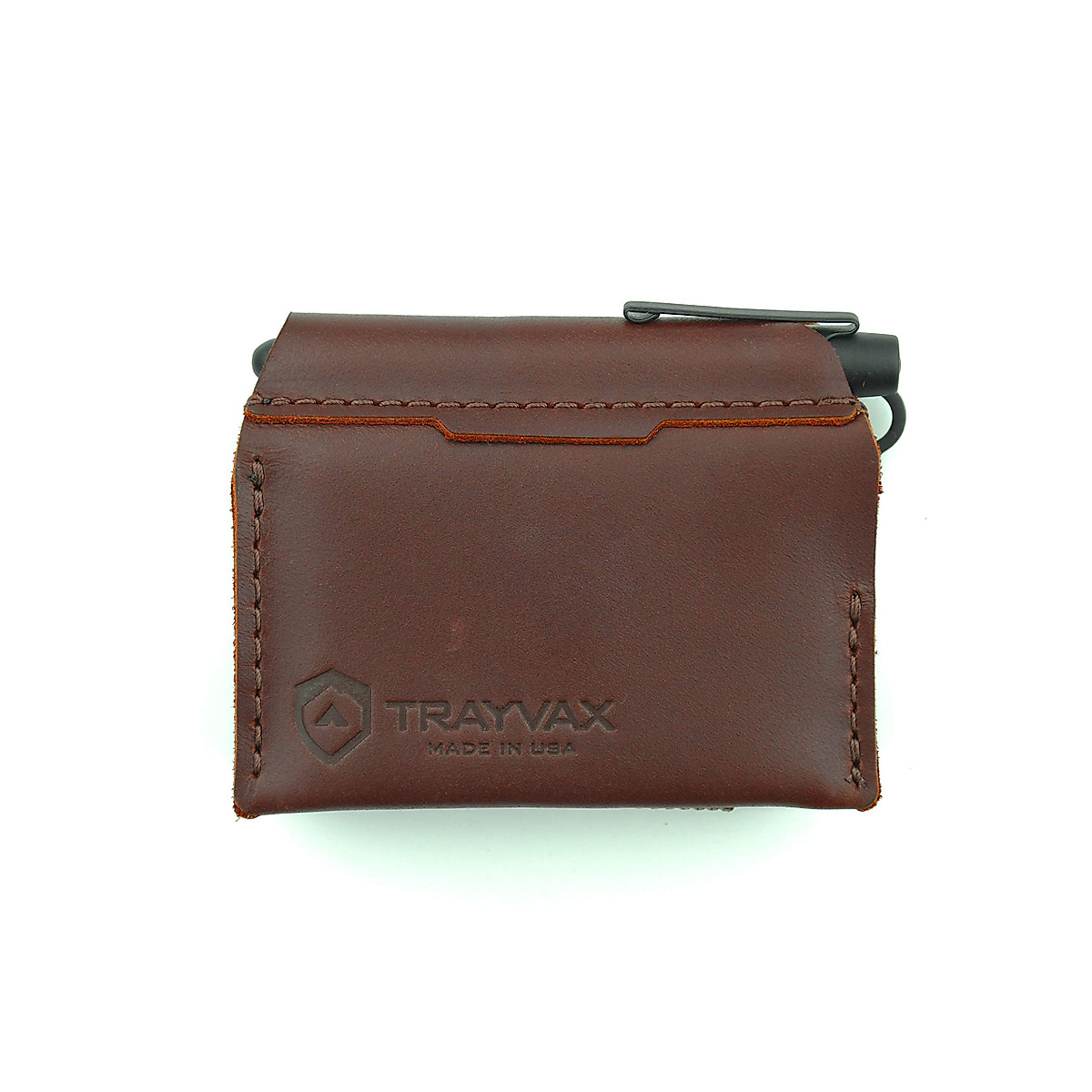 Trayvax Summit Notebook Wallet, RFID Protective Small Leather Credit Card Holder with Cash Pocket, includes Pocket Notebook and Space Pen, Brown