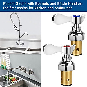 DYVIAHOME Brass Spindle Assembly for Commercial Faucet Valve Spool Replacement Hot Cold Side Handle Stem Assembly Cartridge Fit Kitchen Restaurant (1 Pair)