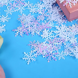 CCINEE 800pcs Glitter Snowflake Confetti White Decorative Snowflake Scatter Confetti for Christmas Birthday Party Wedding Home Decoration