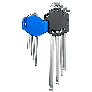 NordWolf 9-Piece Metric Ball End Stubby Allen Wrench Set, Long Arm S2 Steel Hex L-Keys, Sizes 1.5mm to 10mm