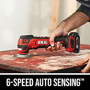 SKIL 5-Tool ComboKit: PWRCore 12 Brushless 12V Drill Driver, Impact Driver, Oscillating MultiTool, Area Light and Bluetooth Speaker, Includes Two 2.0Ah Lithium Batteries and PWRJump Charger - CB736801