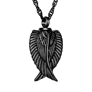 Angel Wing Cremation Necklace for Ashes Stainless Steel Urn Pendant Ashes Holder Memorial Jewelry