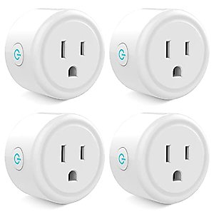 GHome Smart Mini Smart Plug, WiFi Outlet Socket Works with Alexa and Google Home, Remote Control with Timer Function, Only Supports 2.4GHz Network, No Hub Required, ETL FCC Listed (4 Pack)
