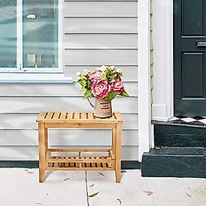 RANDEFURN Shower Bench 24'' Shower Chair with Shelf, Bathroom Bench,Shower Benches for InsideShower, Shoe Organizer or Entryway Bench 24x15x18.2 Inches