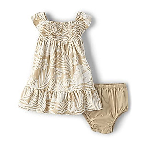 The Children's Place Baby Girls' and Newborn Dresses, Cream Palm Print, 6-9 Months