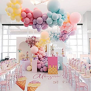 Pastel Balloons Garland Arch Kit 143pcs Macaron Rainbow Balloons Birthday Party Background Decoration Girl Baby Shower Donuts Ice Cream Party Supplies Pink Blue Green Balloons