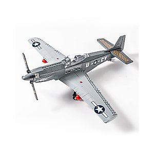 dOvOb Military P-51 Mustang Fighter Jet Building Blocks Set, Army Plane Toys as Gift for Kids or Adult (256 Pieces)