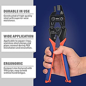 iCrimp PEX Removal Tool for F2098 Stainless Steel Clamps & F1807 Copper Rings, PEX Decrimping Tool