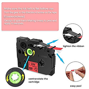 GREENCYCLE 5 Pack Replacement AZE Tapes 12mm 0.47 Inch 1/2" Black on Red Laminated Label Tape TZe-431 TZe431 TZ431 TZ-431 Compatible for Brother P-Touch Cube PTD210 PTD600 PTH110 PT1230 Label Maker