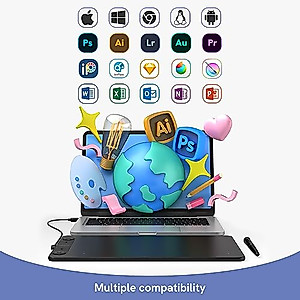 VEIKK VK1060PRO V2 Drawing Tablet, 10 x 6 Inch Graphics Pen Tablet with 8 Shortcut Keys, 8192 Levels Battery Free Supports Tilt Function, Work for Digital Art Drawing, Designing