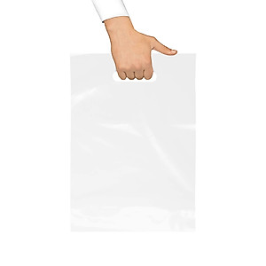 Clear Plastic Bag With Handles 12"x15" Clear Frosted Die Cut Plastic Bags With Handles 100 Pack for Merchandise, Retail, Gifts, Trade Show and More (12"x15")