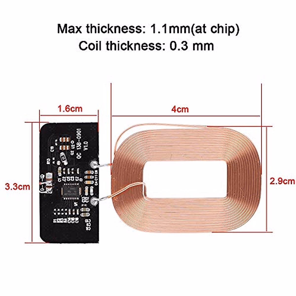 DIY Qi Wireless Charging Receiver Module Ultra Thin Wireless Charging Receiver Module Circuit Board Coil Charger, 5V 1A, Plug and Play
