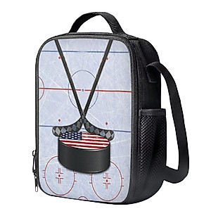 Sannovo Ice Hockey 3D Print School Picnic Container Thermal Lunch Tote Picnic Thermal Bag