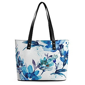 Womens Handbag Flowers Floral Pattern Leather Tote Bag Top Handle Satchel Bags For Lady