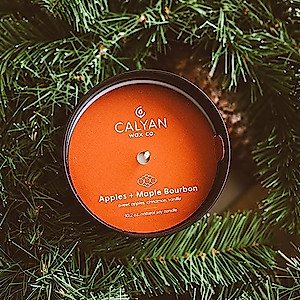 Calyan Wax Soy Wax Candle, Apples & Maple Bourbon Scented Candle for The Home | Premium Candle with Essential Oils | 10.2 oz 50 Hour Burn Time | Soy Candle in Black Jar, Gift for Men