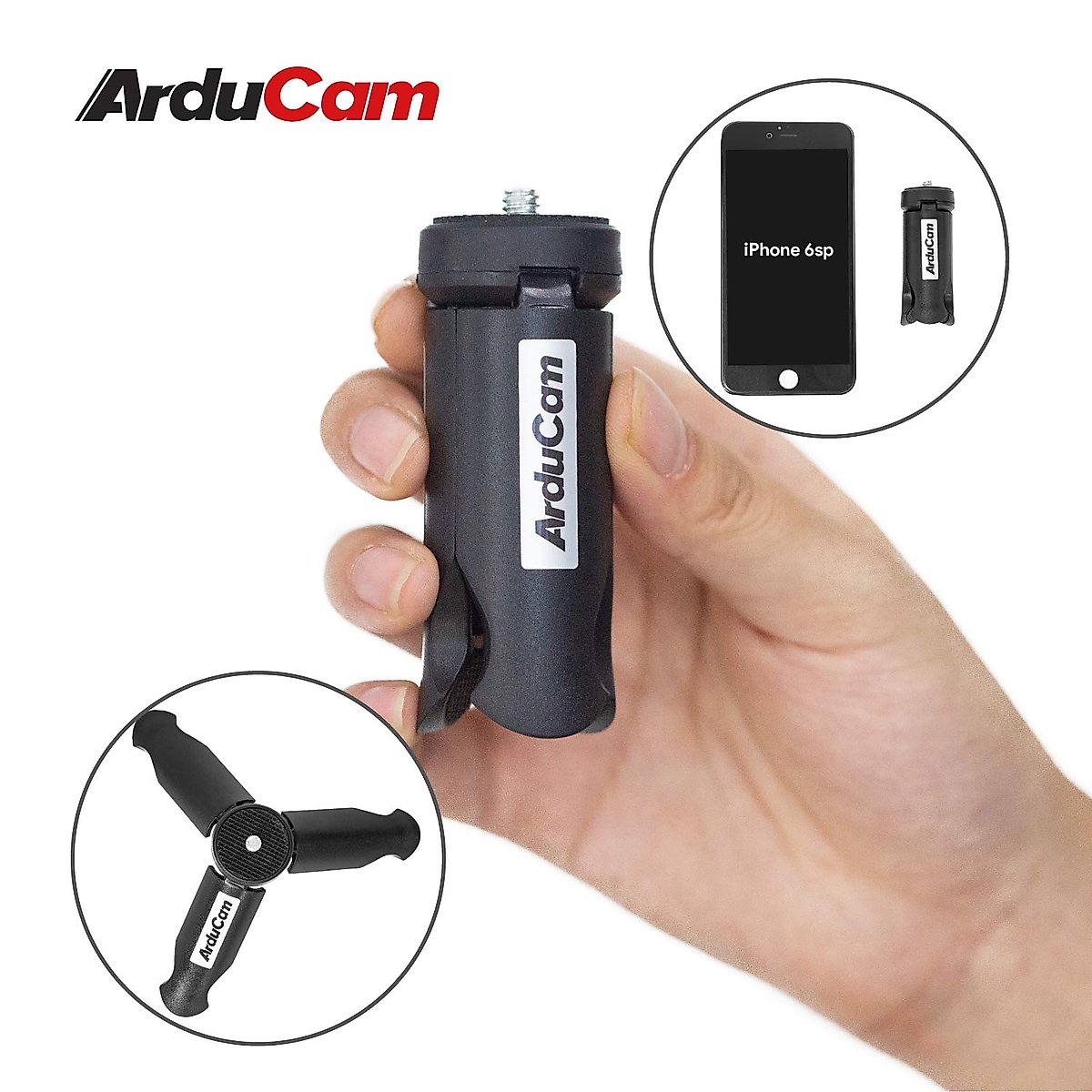 Arducam CS-Mount Lens Bundle for Pi HQ Camera, 6mm Focal Length Wide Angle CS Lens with Portable Tripod Stand and 2ft/60cm Black Camera Cable
