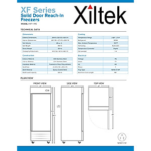 Xiltek 29" Commercial Freezer with Single Stainless Solid Door, 23 cu.ft Stainless Steel Reach-in Freezer for Restaurant, Bar, Shop, Food