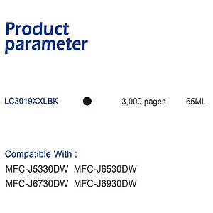 EASYPRINT (5X Black) Compatible 3019xl Ink Cartridge Replacement for Brother LC3019 LC-3019xxl MFC-J5330DW MFC-J6530DW MFC-J6730DW MFC-J6930DW, (Total 5-Pack, Only Black)