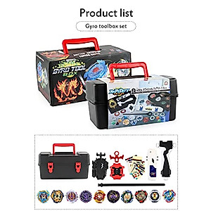 Battling Top Set, Burst Gyro Toys 10 Spinning Tops 2 Launchers Combat Battling Game with Portable Storage Box Gift for Kids Children Boys