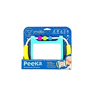 MOBI PEEKA TUMMY TIME MIRROR - Baby Essentials for your baby - Tummy Time Mat - Baby Toy 0-6 months - Shatterproof Mirror for Baby BPA + Phthalate Free Food Grade Silicone - Baby Mirror Tummy Time Toy