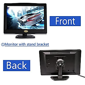 5 Inch TFT LCD Monitor Screen Display for Parking Rear View Backup Camera with 2 Optional Bracket(Suckers Mount and Normal Adhesive Stand), Camera not Included, Monitor Only,Support 9-36V