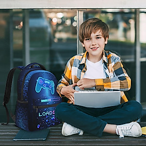 SENROLAN Abstract Gamepad Backpack Games Gaming Travel Laptop Backpack Water Resistant Bags Bookbag Travel Hiking Camping Daypack for Adults Teens Boys Girls