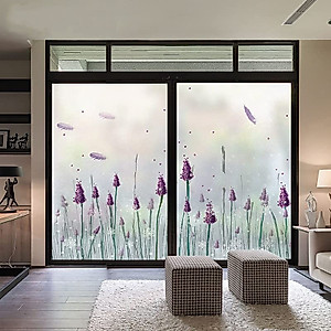 Glass Window Film Static Cling Glass Sticker Lavender Home Decorative Privacy Protection Frosted Stained Window Film Window Privacy Film (Color : 90cmx100cm)