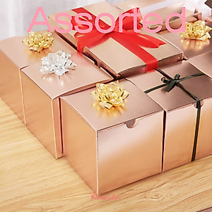 ROSEGLD 10 Gift Boxes 9.5x6.5x4 Inches, Gift Boxes with Lids, Rose Gold Gift Boxes, Bridesmaid Proposal Boxes for Light Weight Gifts (Glossy Rose Gold with Grass Texture)