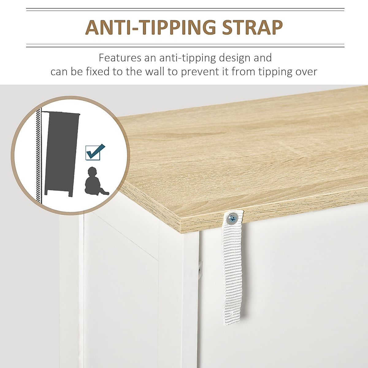 HOMCOM Storage Cabinet, Double Door Cupboard with 2 Adjustable Shelves, for Living Room, Bedroom, or Hallway, White