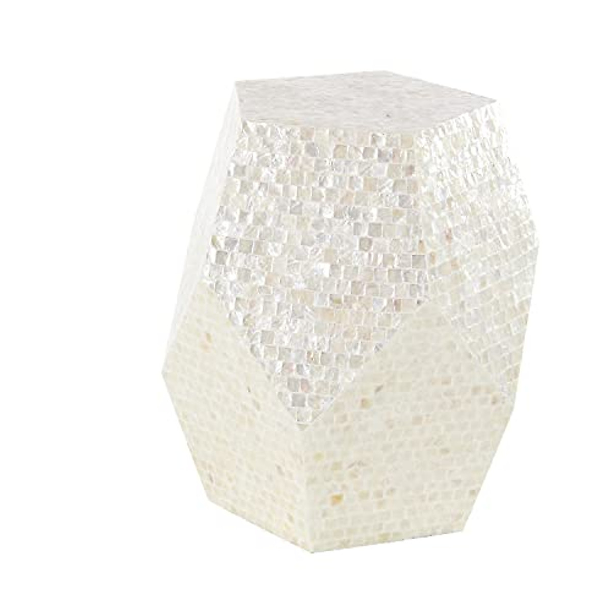 Deco 79 Mother of Pearl Shell Handmade Side End Accent Table End Table, Side Table 16" x 16" x 19", Cream