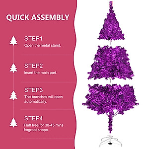 Arthas 6' Ft Tinsel Purple Christmas Tree for Home Office Party Décor Xmas Holiday Seasonal Sparking Gorgeous Folding Artificial Christmas Tree Indoor and Outdoor(Purple)