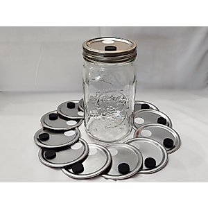 100 PCS of Wide Mouth Mason Jar Lids with Self Sealing Injection Port & Synthetic Filter for Mycology