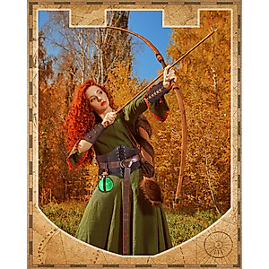 ramede 6 Pcs Women Renaissance Accessories Medieval Leaf Leather Belt Pouch Viking Corset Belt Potion Bottle Leaf Arm Guards(Fit Waist Size 25''-29'',Medieval Style,Brown)