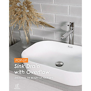 Vessel Sink Drain Brushed Nickel,Bathroom Pop up Drain with Anti-Clogging Drain Strainer,Sink Drain Assembly with Overflow,Fits Standard American Drai