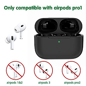 Compatible with AirPods Pro Wireless Charging Case, Charger Case Replacement for Air Pods Pro with 660mAh Battery and Bluetooth Pairing Button, NO Earbuds, Black