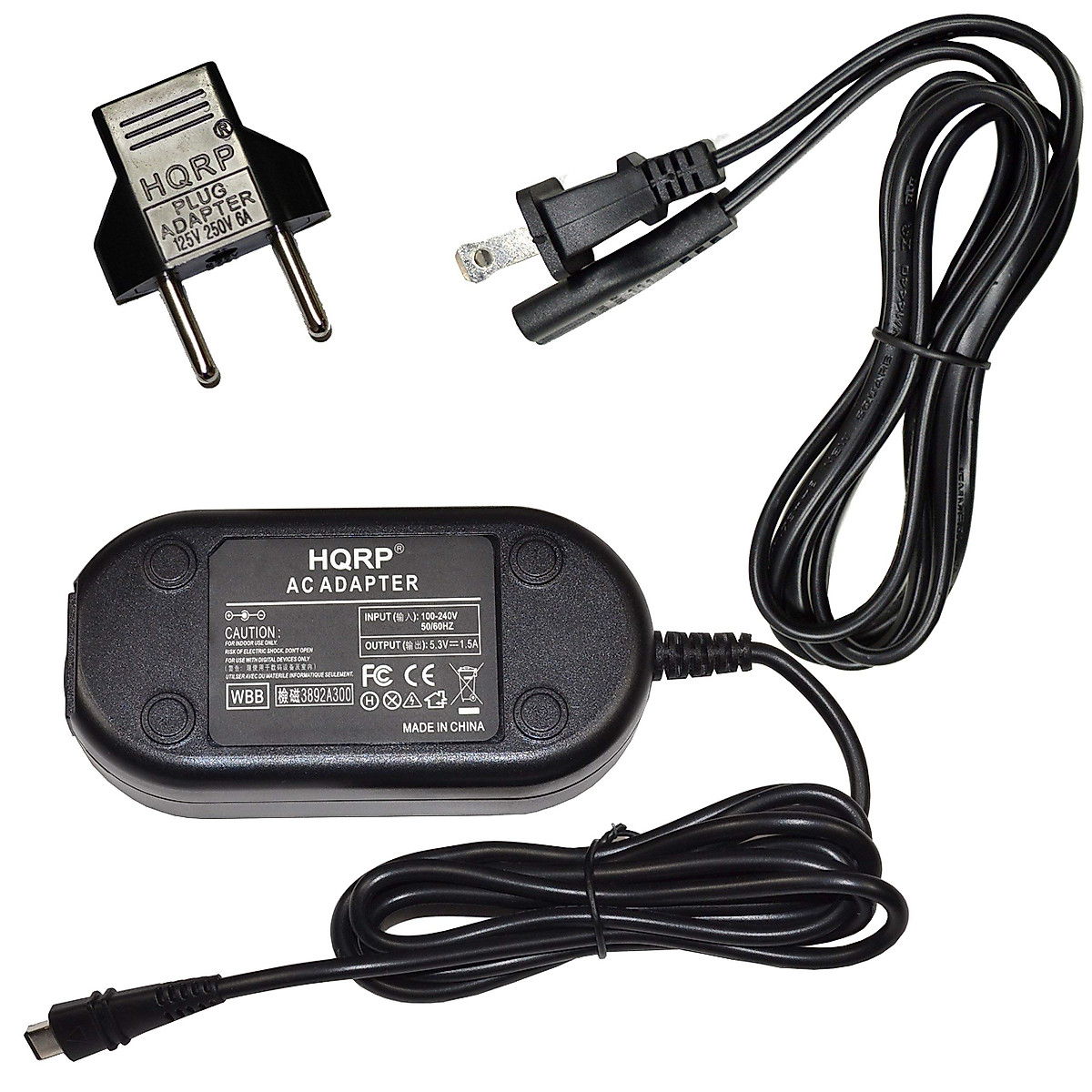 HQRP AC Adapter Compatible with Canon CA-110 CA110 VIXIA HF-R70 HF-R72 HF-R700 HF-R30 HF-R32 HF-R300 HF-R62 HF-R60 HF-R600 LEGRIA HF-R26 HF-R27 HF-R28 Charger Power Supply Cord CA-11O