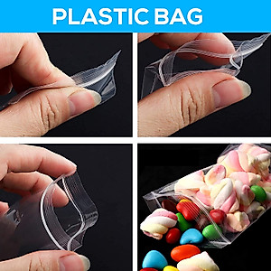 200pcs (100pcs 2 x 3" + 100pcs 3 x 4") Small Clear Plastic Poly Self Sealing Bags, Mini Resealable Bags Pockets, Reclosable Locking Baggies for Storage Jewelry, Snacks, Candy, Beads, Screws
