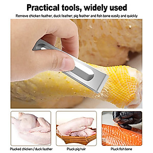 TorSor 5 Pack 2in1 Fish Bone Tweezers Chicken Meat Feather Remover Puller Seafood Tool Poultry Scissors Knife Intestine Cutter Kitchen Slant Pliers Debone Salmon Catfish Bass Hair Plucker Clip