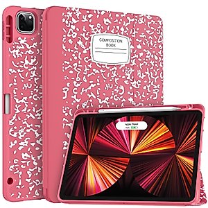 Soke New iPad Pro 11 Case (M2) 2022/2021/2020 with Pencil Holder - [Full Body Protection + Apple Pencil Charging + Auto Wake/Sleep], Soft TPU Back Cover for 2022 iPad Pro 11 inch(Book Watermelon)
