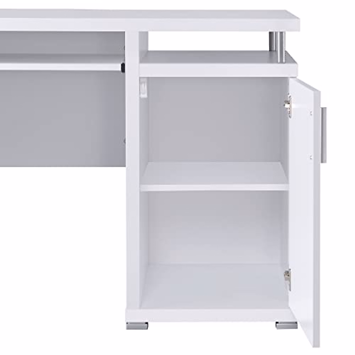Coaster Furniture Tracy Modern Contemporary 2 Drawer Home Office Computer Desk with Keyboard Tray Storage File Cabinet White 800108