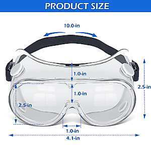 OXG 6 Pack Anti-Fog Safety Glasses Over Eyeglasses，Protective Safety Goggles ANSI Z87.1 Lab Goggles Men Women