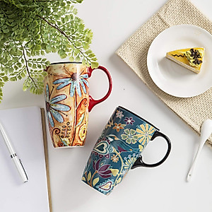 Topadorn 17 oz Tall Ceramic Travel Mug Coffee Cup with Sealed Lid,set of 2