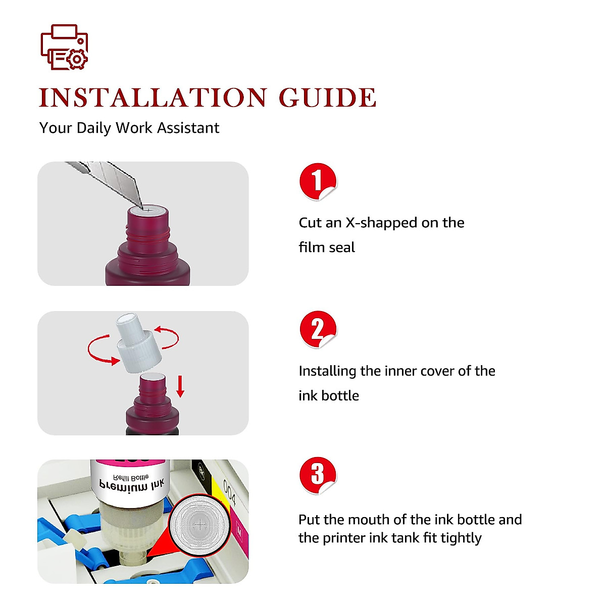 Toner Kingdom Compatible 522 Ink Bottle Refill High Capacity T522 Refill Ink Bottle for ET-2720 ET-4700 Printer (4 Pack, Black, Cyan, Magenta, Yellow)