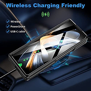 Kaiiecal for Samsung Z Fold 4 Case: [Hidden Kickstand] [Wireless Charging], Full Body Hinge Protection Slim Case, Built-in Screen Protector Phone Stand Case for Samsung Galaxy Z Fold 4 5G Black