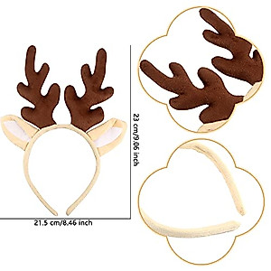 Cotiny 4 Pack Christmas Reindeer Antler Headbands Deer Hoop Headwear for Kids Adults Christmas Costume Holiday Party Favors