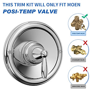 Replacement for Moen T2151 Brantford Posi-Temp Valve Trim Kit, Chrome Shower Trim Kit Shower Lever Handle (#2510 Valve Required)